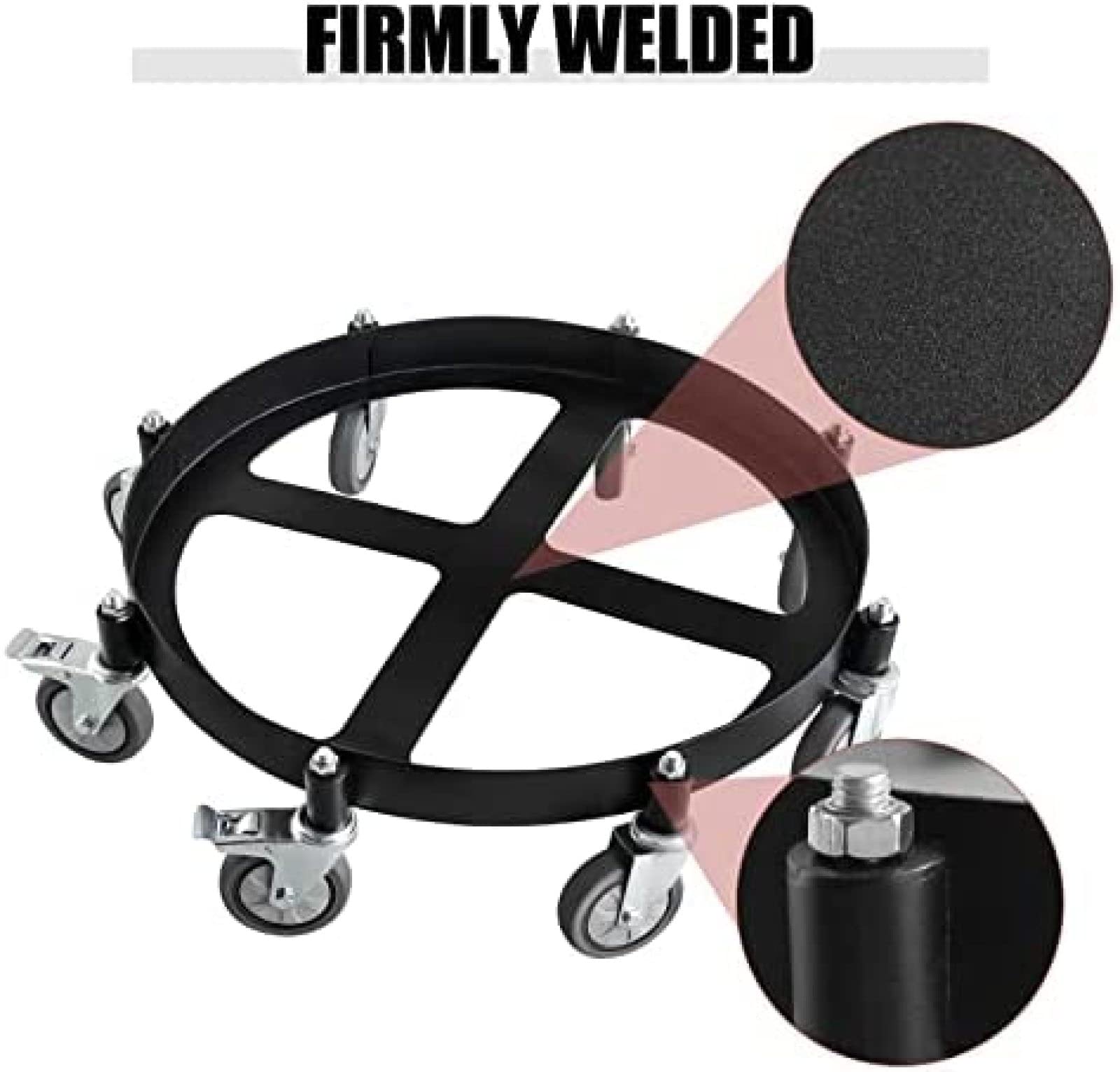 Heavy Duty Drum Dolly 8 Swivel Caster Wheel 55 Gallon Steel Frame, Grease Drum Dolly with 2000 lbs Capacity Anti-Tipping for workshops and Warehouses