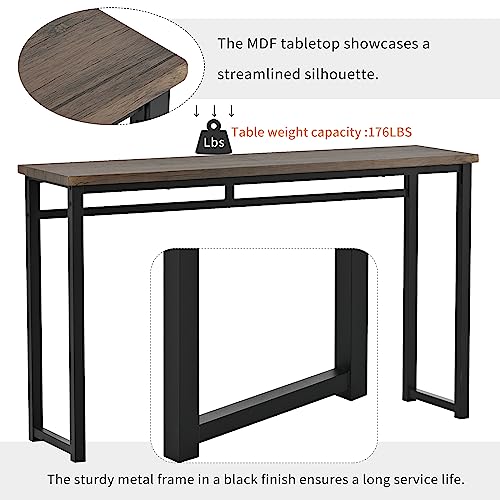 Goozio Chairs 4-Piece Industrial Counter Height Dining Set, 60'' Extra Long Kitchen Pub Table with 3 Bar Stools for Room Bistro,Brown+Black, OneSize