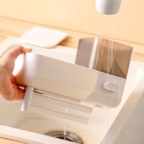 XUZHID Storage Rack,Multifunctional Sink Organiser Kitchen Soap Dispenser and Storage Rack with Drainage Systems Dishwashing Liquid Holder