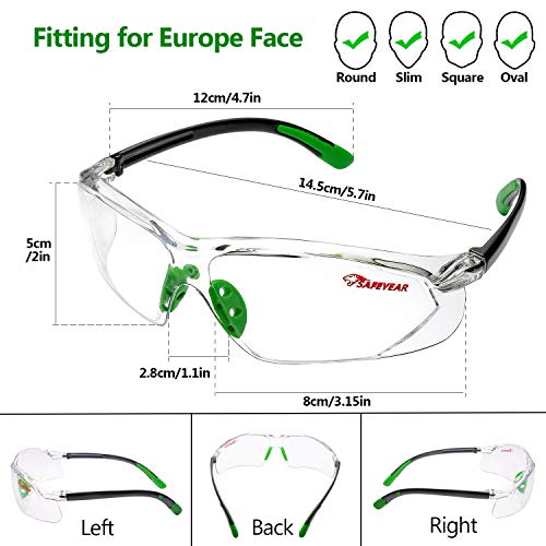 SAFEYEAR Anti Fog Z87 Safety Glasses for Men & Women Protective Eyewear Lab Work Glasses