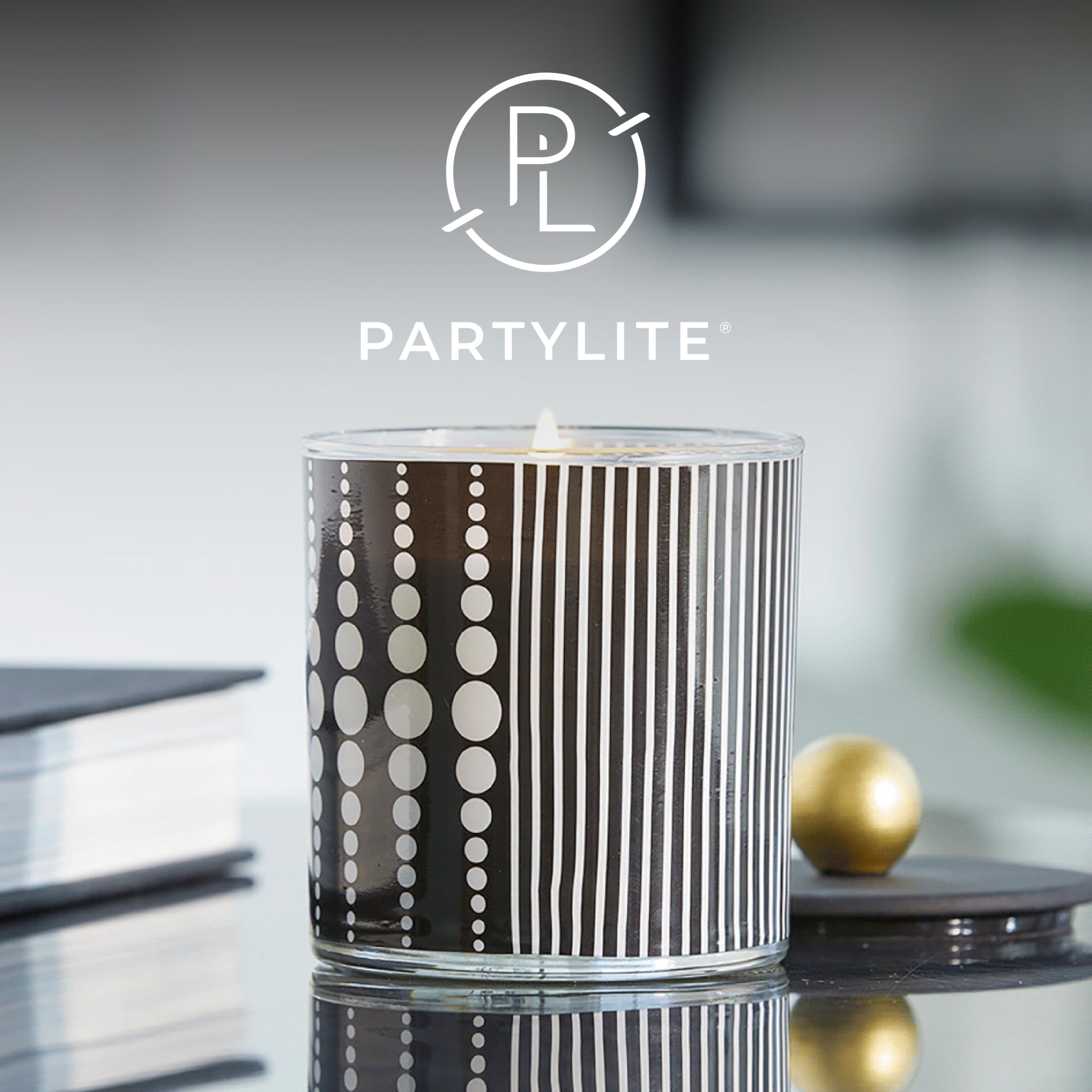 PartyLite Fig Fatale Monochrome Jar Candle β Elegant Black & White Design, Premium Fig & Vanilla Fragrance, Romantic Fruity Blend, 40-60 Hours Burn Time