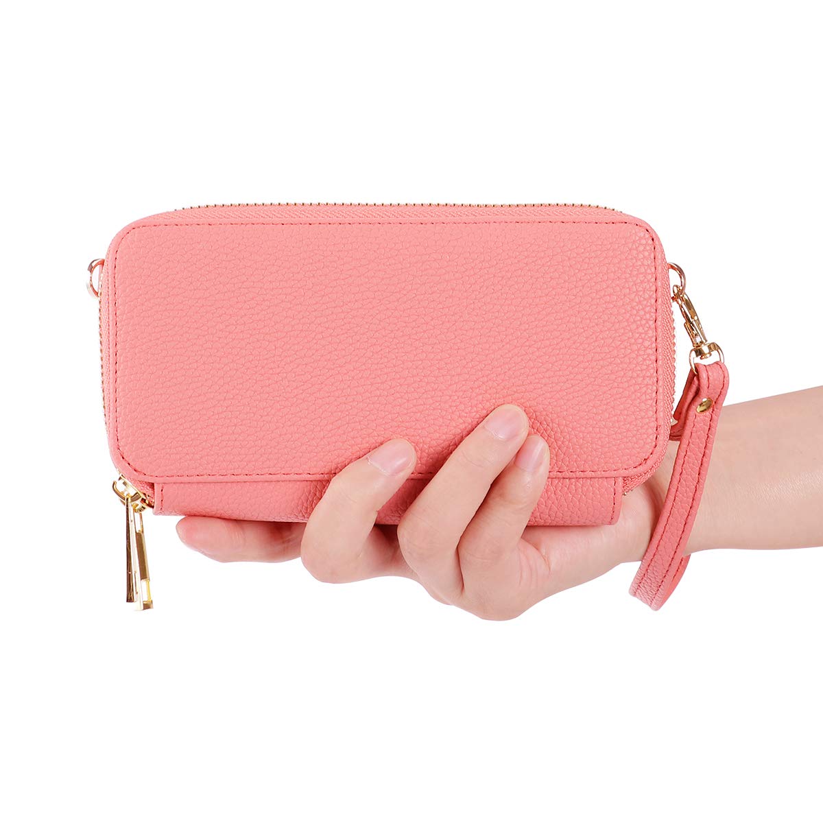 HAWEE Wristlet Clutch Wallet for Women Shoulder Bag with Chain Strap Cell Phone Purse, Watermelon Red