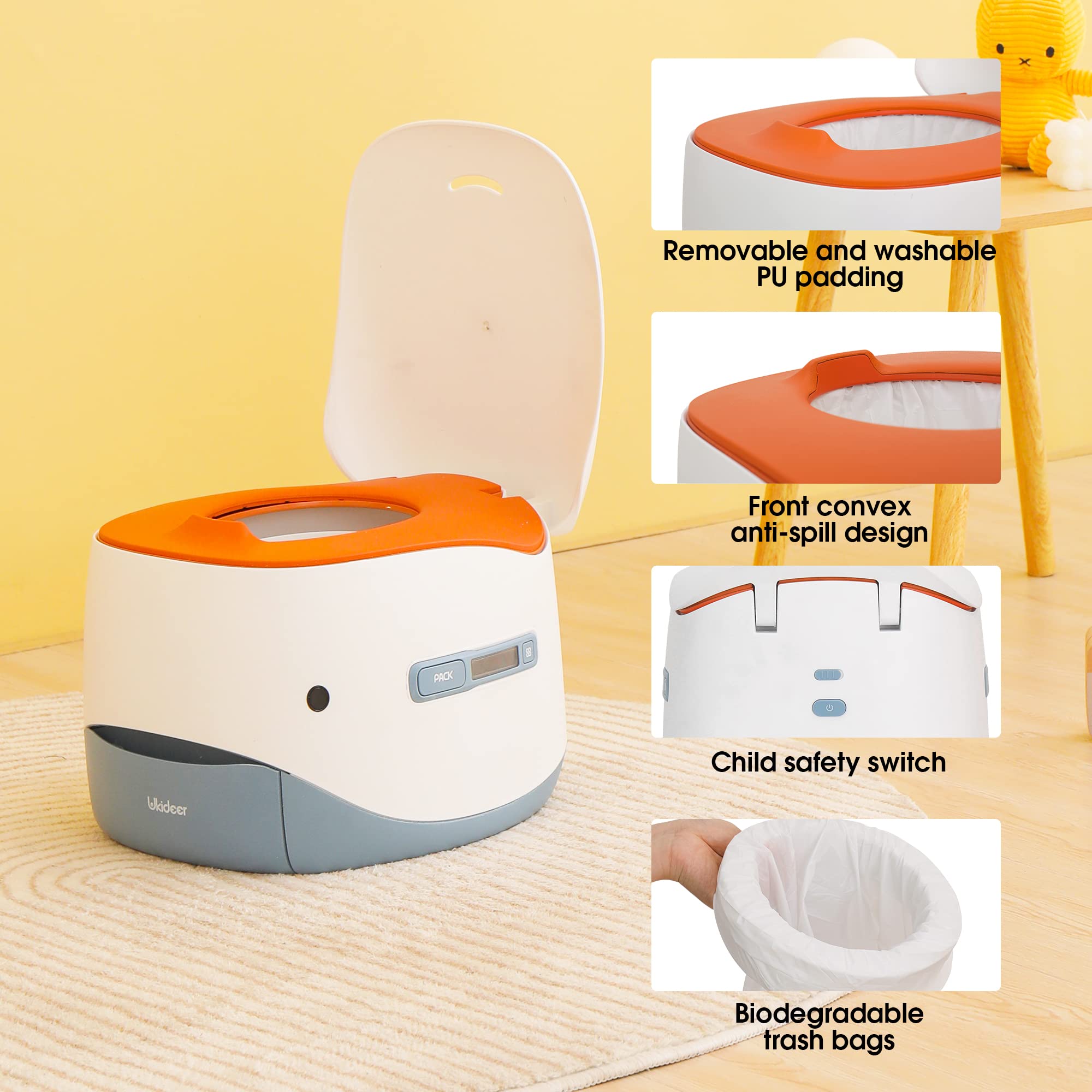 Potty Training Toilet, Vtechvat Automatic Replace Packaging Toddler Potty with Sensor Cover Battery Supply, Smart Potties Seat for Boys Girls Baby