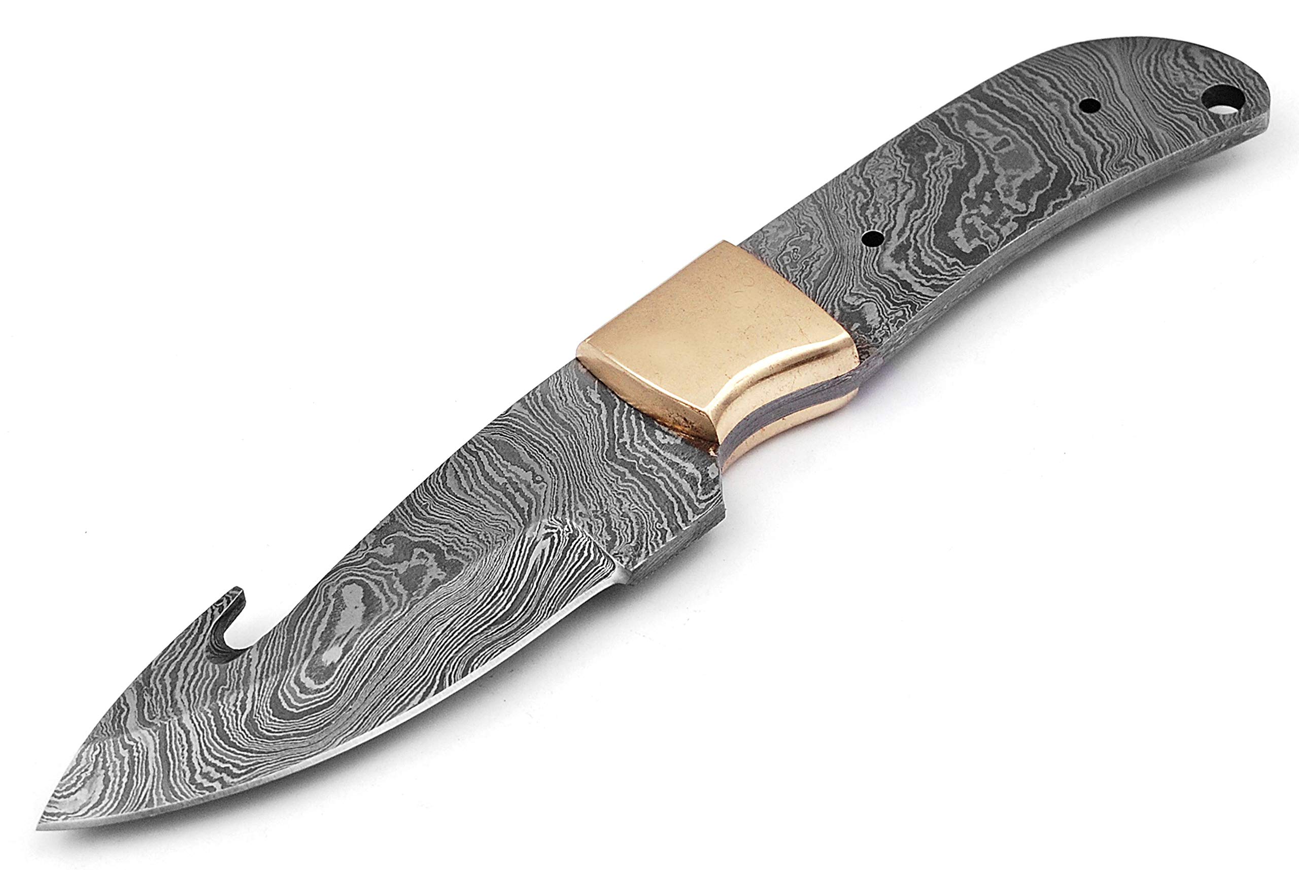 Hand Forged Damascus Steel Blank Blade 7.50" Guthook Hunting Knife Making Supplies by CANUSA | AB43
