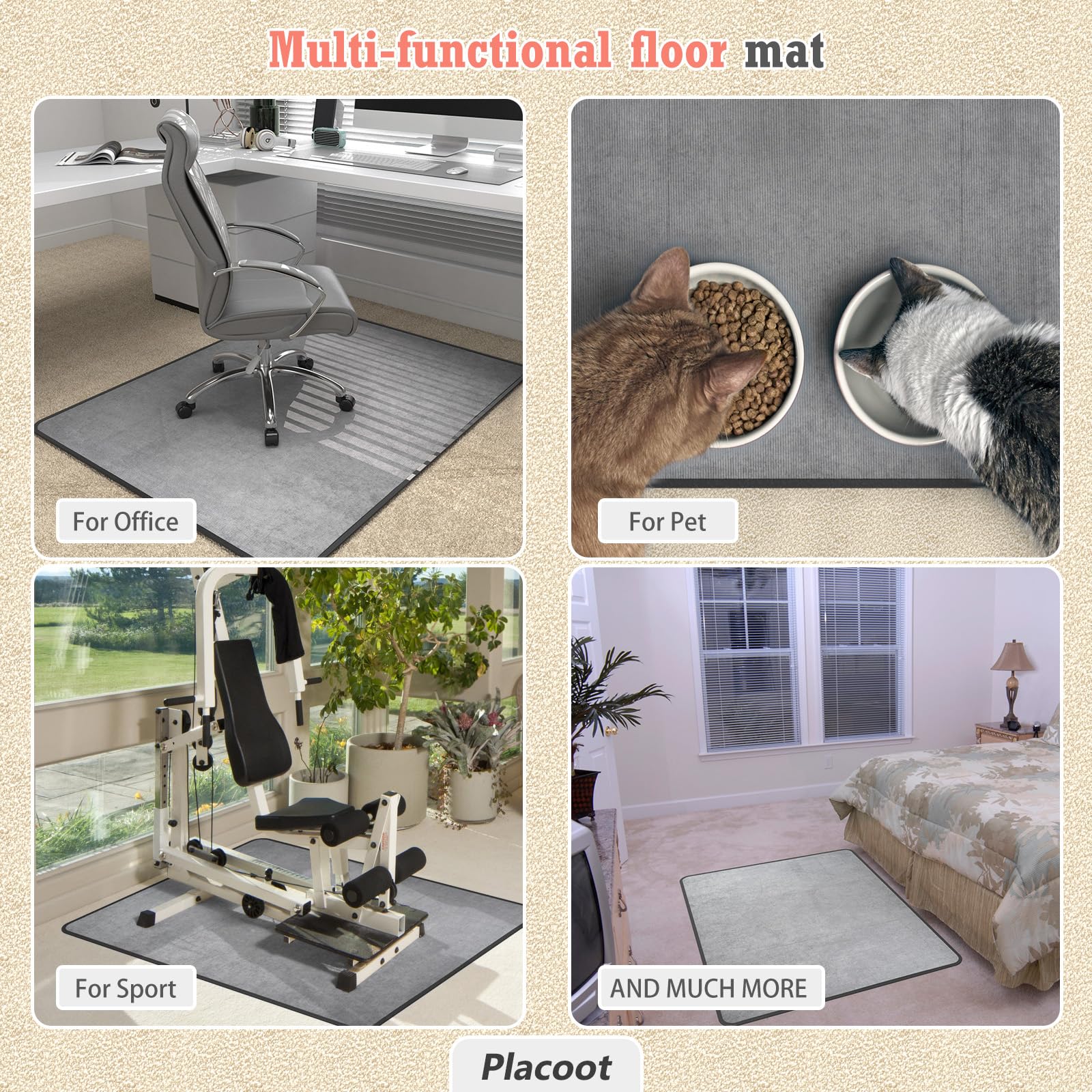 Heavy Duty Office Chair Mat for Carpet and Hardwood Floor Bohemian Desk Chair Mat Rug 36'' x 48'' Jacquard Woven Surface Floor mats for Office Home