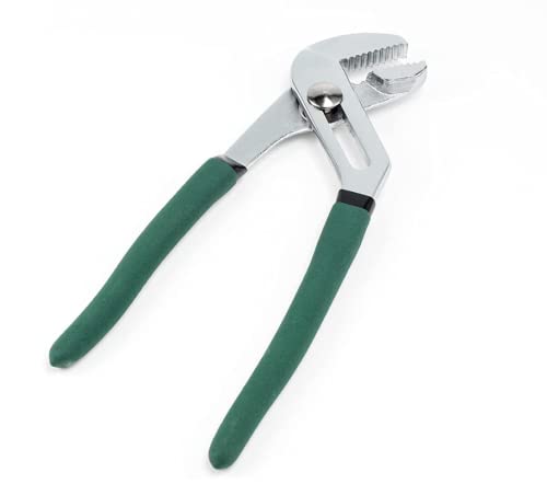 SATA 10-Inch Tongue-and-Groove Pliers, Straight Jaw Design, with Chrome Vanadium Steel Construction and Green Dipped Handles - ST70412ST