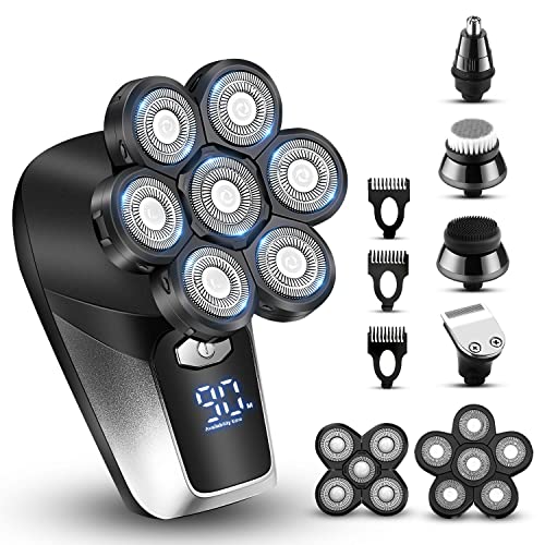 vsmooth Head Shavers for Bald Men Rotary Shavers Multifunctional Close Face Shaving for Man Cordless Electric Shaver for Balding Head Men Waterproof Electric Razor Mens Rechargeable Bald Head Shavers