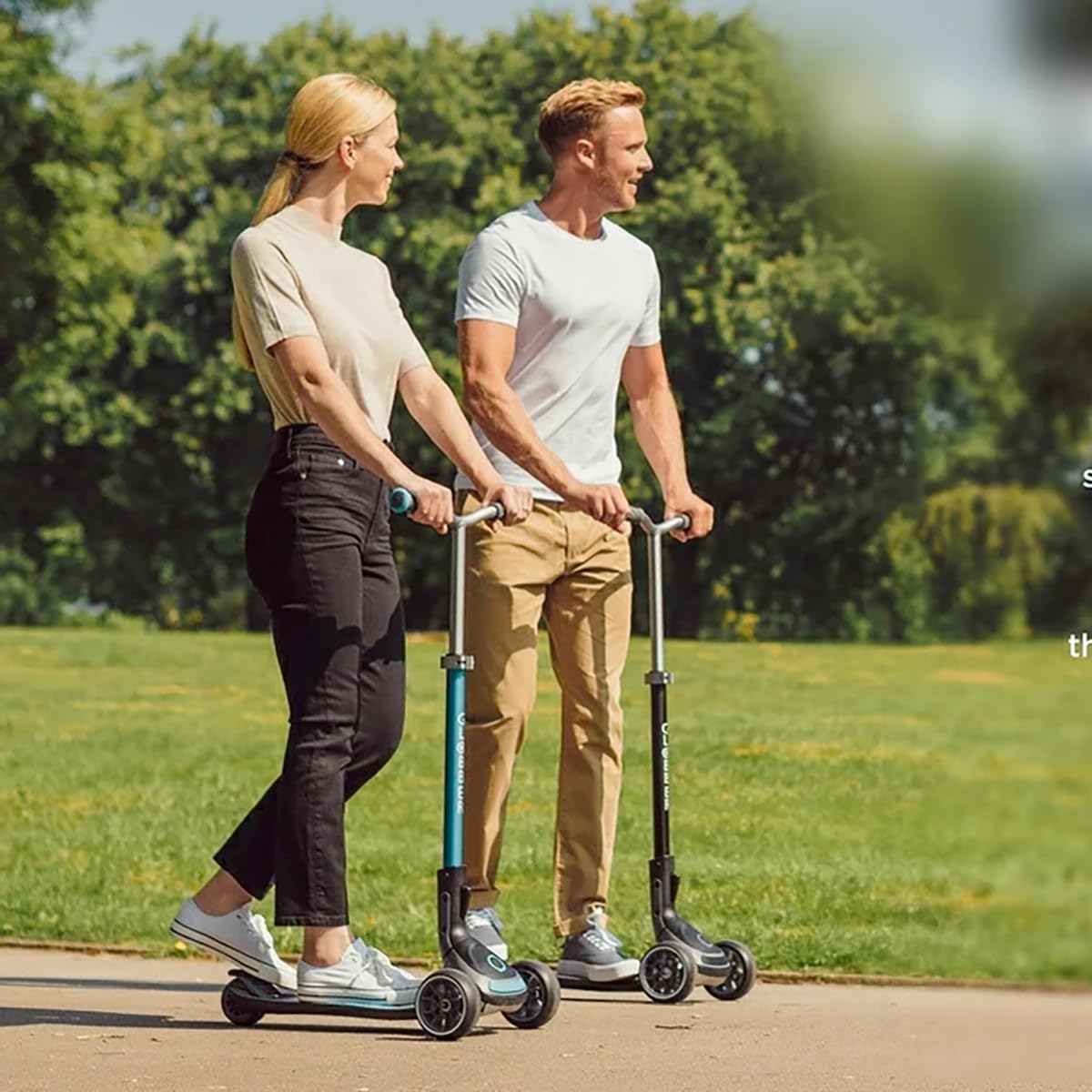 Globber Ultimum Scooter | 3-Wheel Kick Scooter for Adults & Kids 5+ | Foldable Kick Scooter with Safe, Non-Slip Deck & Premium Brakes (Navy Blue)