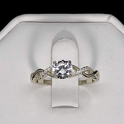 Ginger Lyne Collection Queena Bridal Wedding Ring Set for Women Sterling Silver Twist Vine Setting with 1 Carat Cubic Zirconia Engagement and Band Size 6