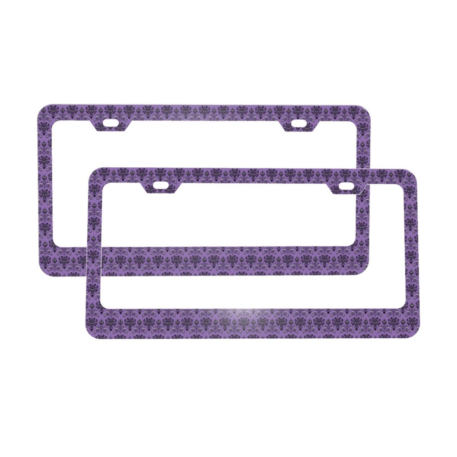 Haunted The Mansion License Plate Frames Cars Decor Universal Car Accessories Fits Standard US Vehicles for Women Men with 2 Holes with Black Screw Caps Pack 2