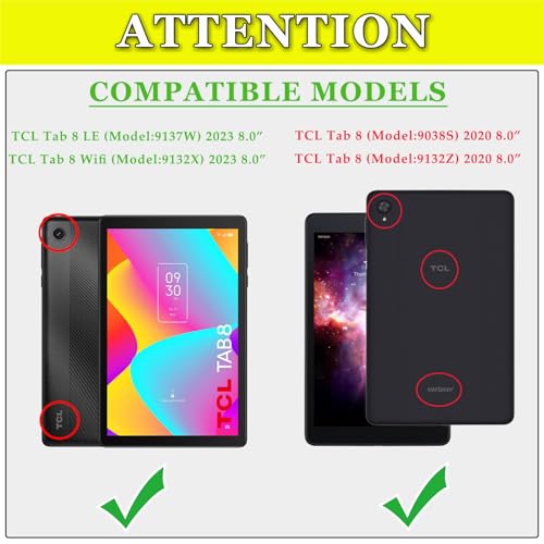 TCL Tab 8 LE Case for Kids 8.0 Inch 9137W 2023,ATOOZ Soft Silicone Case for TCL Tab 8 WiFi 9132X Tablet,TCL Tab 8 Tablet Case 9038S with Adjustable PC Stand (Black)