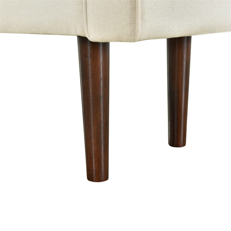 Home Fare Mid Century Upholstered Bench with Storage - Cream Fabric