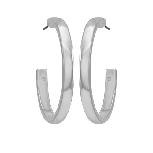 GUESS "Basic" Silver Logo Open Hoop Earrings