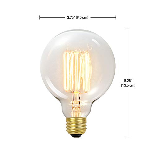 Globe Electric 60W Vintage Edison G30 Vanity Tungsten Incandescent Filament Light Bulb, E26 Standard Base, 245 Lumens