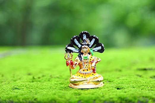 Shiva 5 Mukhi Car Dashboard Shiv Parivar Shiva Lingam Shaligram Shivling with Stand Shivling Idol Shiva Idol Size - 8 cm (Gold)