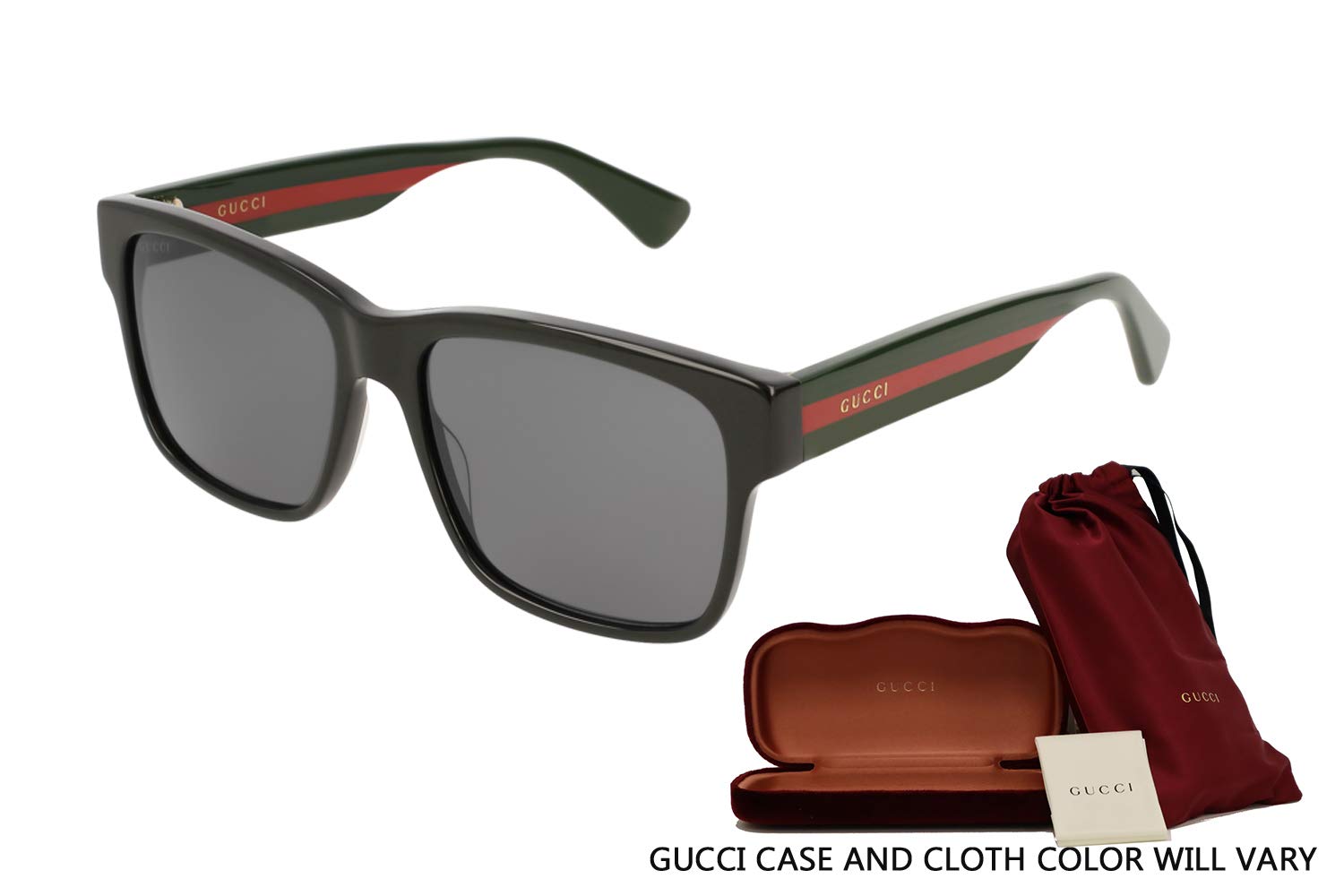 Gucci GG0340S 006 58M Black/Multicolor/Grey Square Sunglasses For Men For Women + BUNDLE with Designer iWear Eyewear Kit