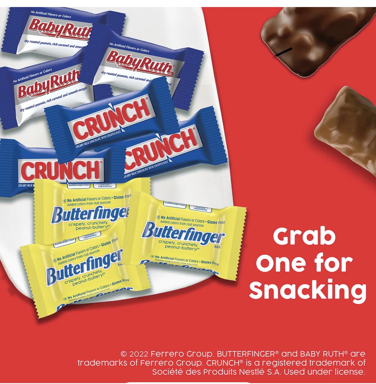 HALLOWEEEN CANDY | Butterfinger, CRUNCH and Baby Ruth, Mini Size Bars (200 PIECES) - 4.5 LBS | Individually Wrapped Assorted Mini Size Candy Bars Best For Trick and Treat Halloween Night | SAMEDAYS SHIPPERS BRANDED BAG CLIP INCLUDED