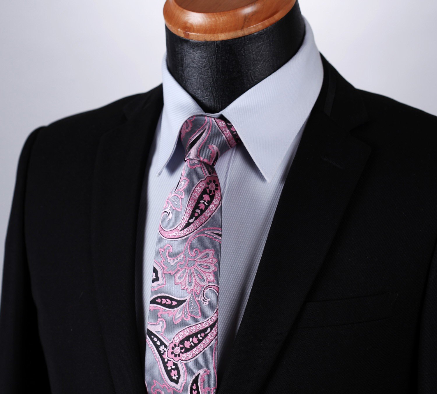 HISDERN Paisley Tie for Men Classic Extra Long Pink Ties and Pocket Square Formal Necktie with Handkerchief for Big and Tall Men Wedding