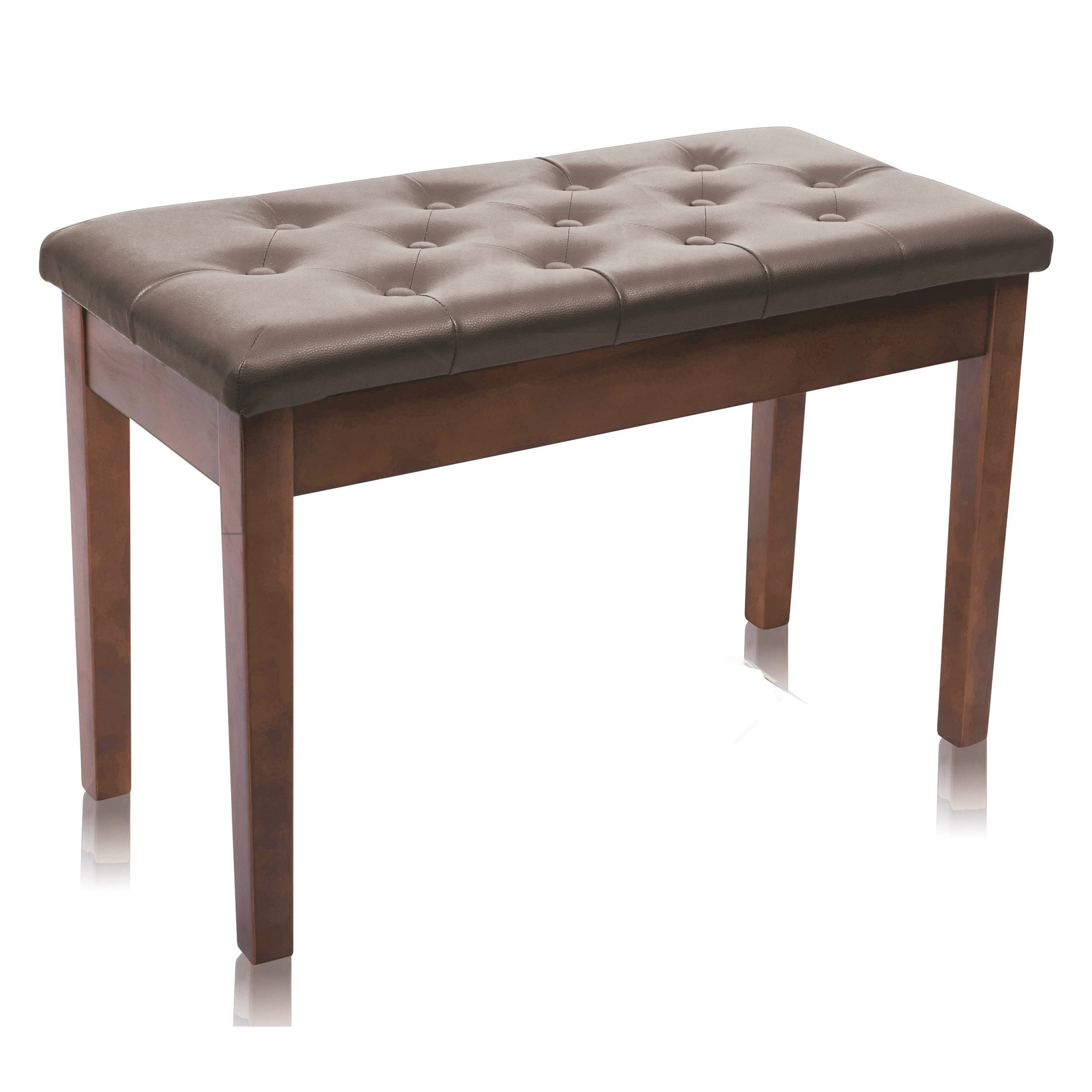Griffin Brown Wood PU Leather Piano Bench | Double Vintage Design, Ergonomic Chair Musicians Keyboard Stool | Cushion Duet Seat & Sheet Music Storage Space | for Guitar Stool or Home Vanity Bench