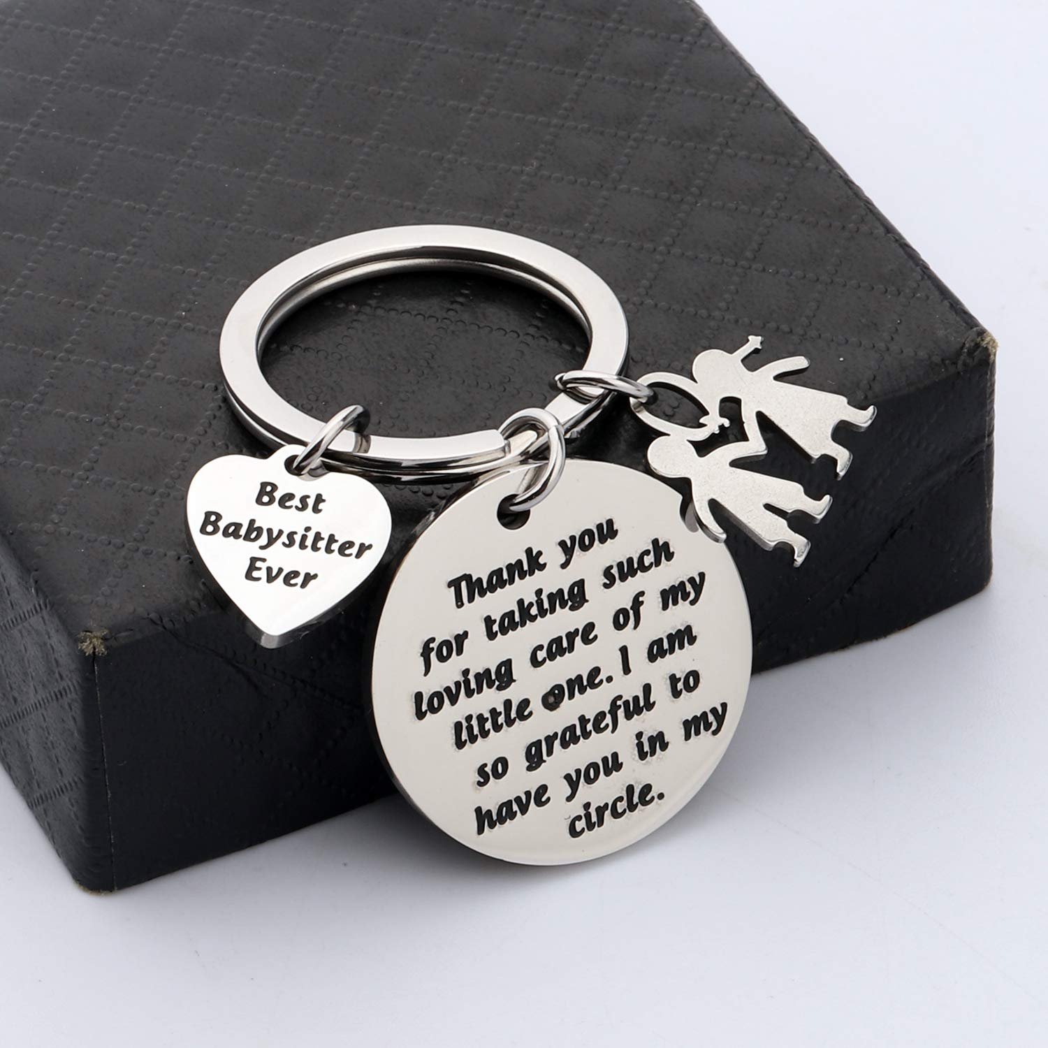 Gzrlyf Babysitter Keychain Babysitter Appreciation Gift Thank You Nanny Gifts (Silver Keychain)