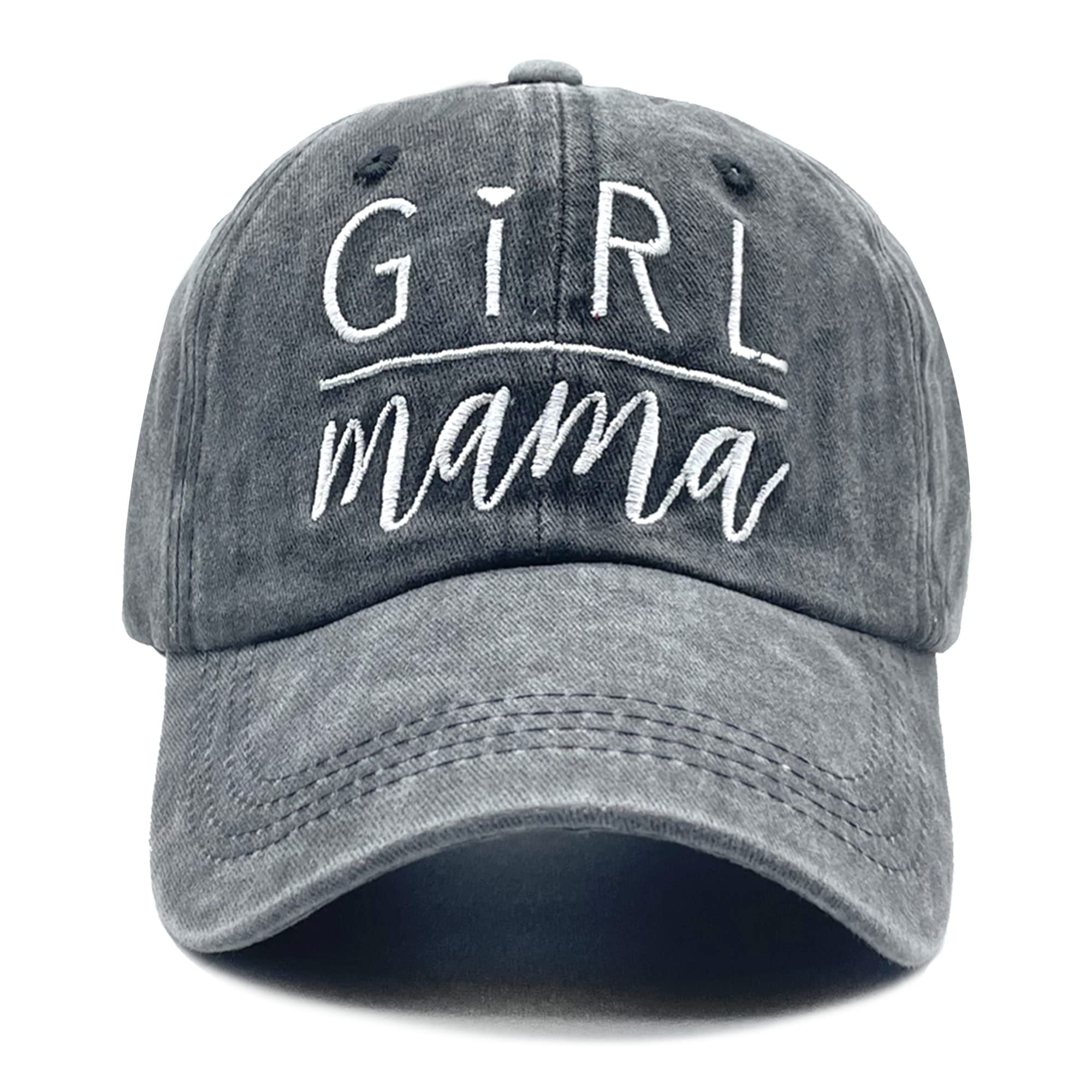 NVJUI JUFOPL Embroidered Girl Mama Hat, Mom Baseball Cap for Women Distressed Adjustable Washed Dad Hats Black