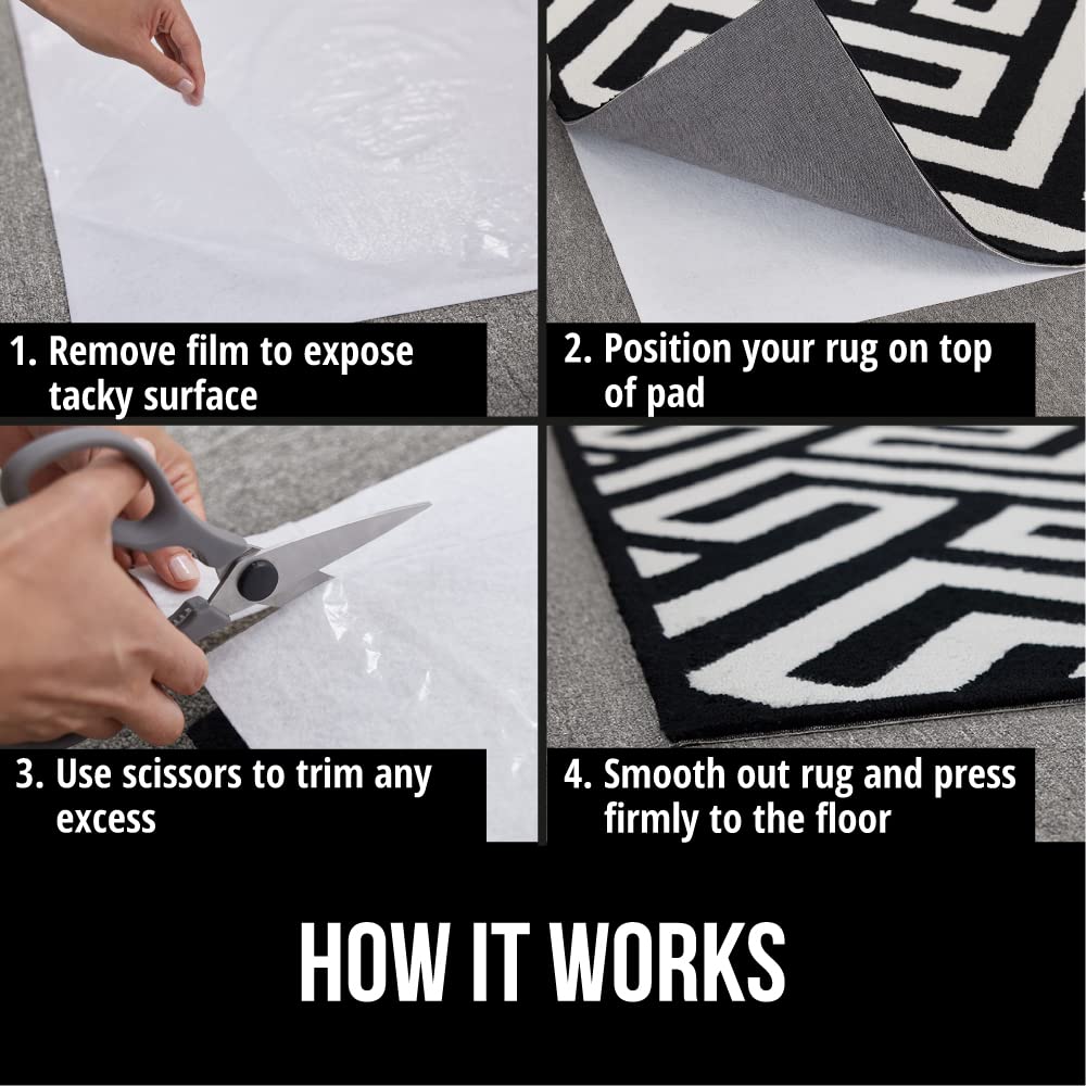 Gorilla Grip Rug Pad for Carpet Floor, Made in USA, Double Sided, 5x7 FT Gripper for Over Carpets, Keep Area Rugs in Place on Carpeted Floors, No Residue Adhesive Pads, Reduce Shifting or Bunching