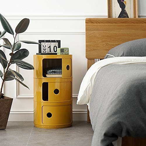 SJYDQ Nordic Bedside Table Simple Round Small Cabinet Mini Creative Plastic Side Cabinet Multi-Layer Lockers Multicolor (Color : Black)