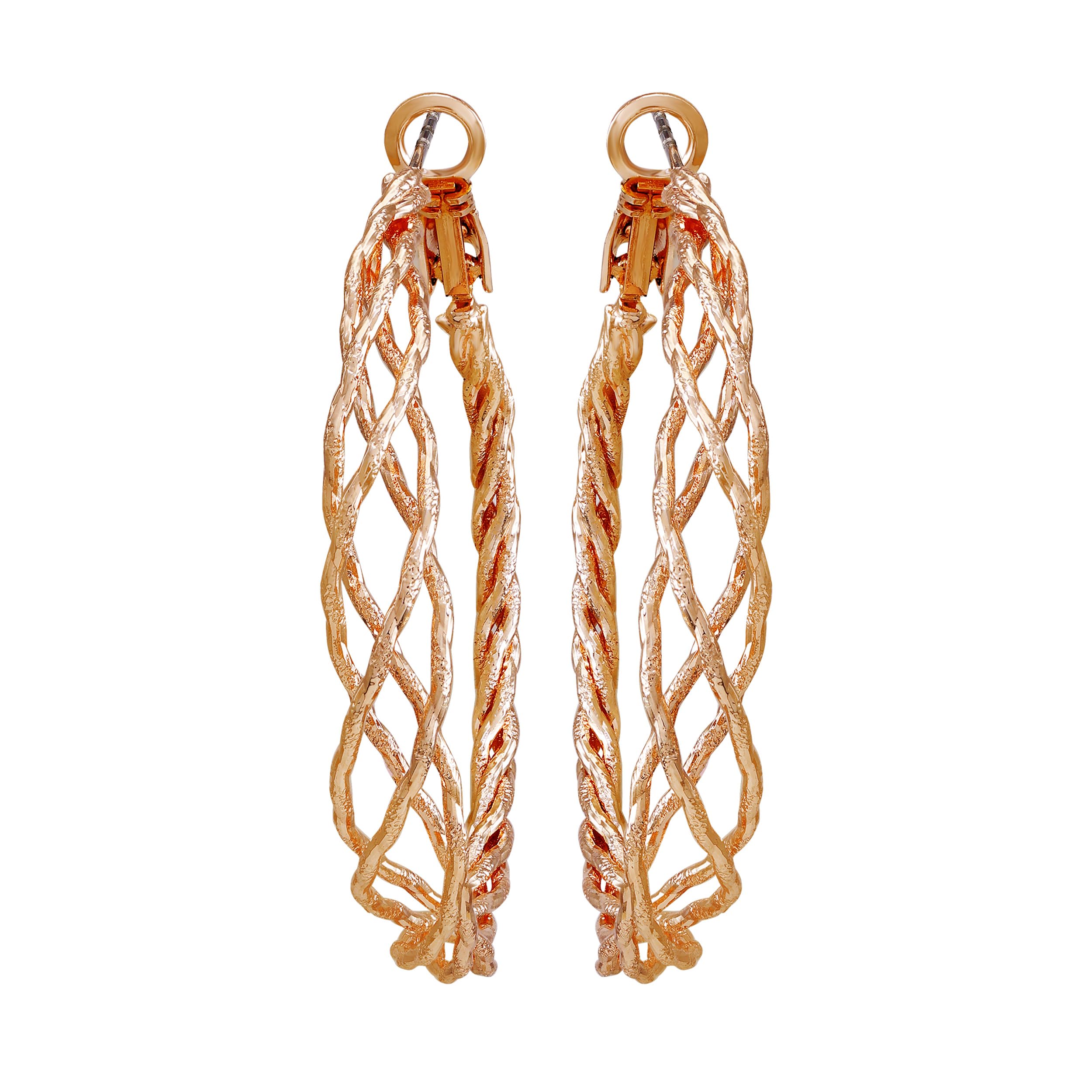 Guess Braided Rose Gold Hoop Earrings