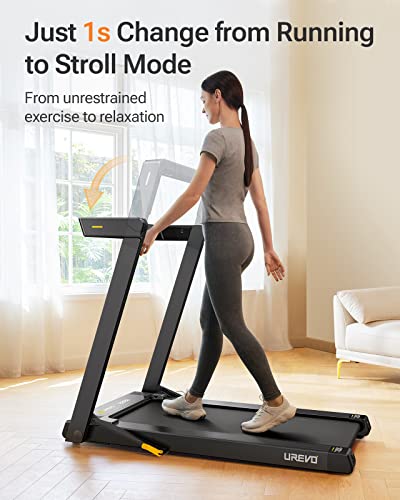 Walking Pad Treadmill, UREVO 3 in 1 Under Desk Walking Treadmill with Stroll Mode, 2s Folding Treadmill for Home Office with Remote & Grip Handle