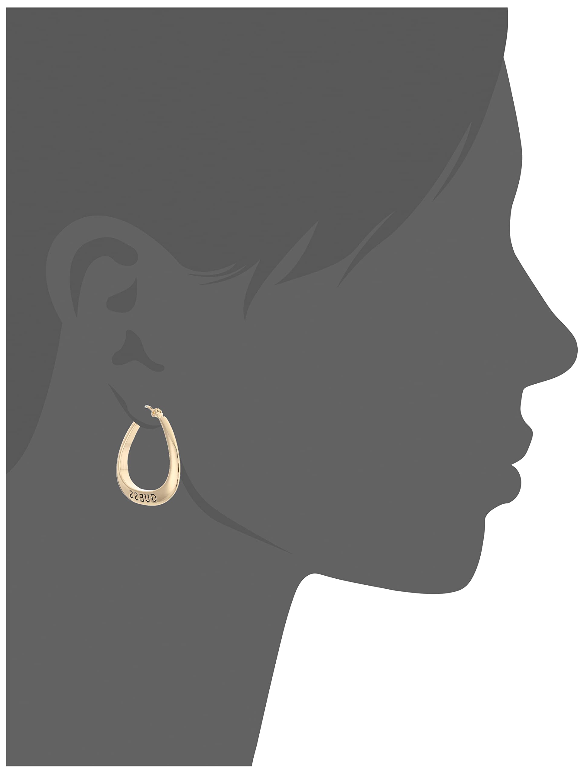 GUESS "Basic" Gold Small Oval Logo Hoop Earrings
