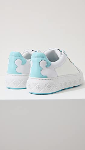 Tory Burch Women's Ladybug Sneakers, Titanium White/Island Blue, 8 Medium US
