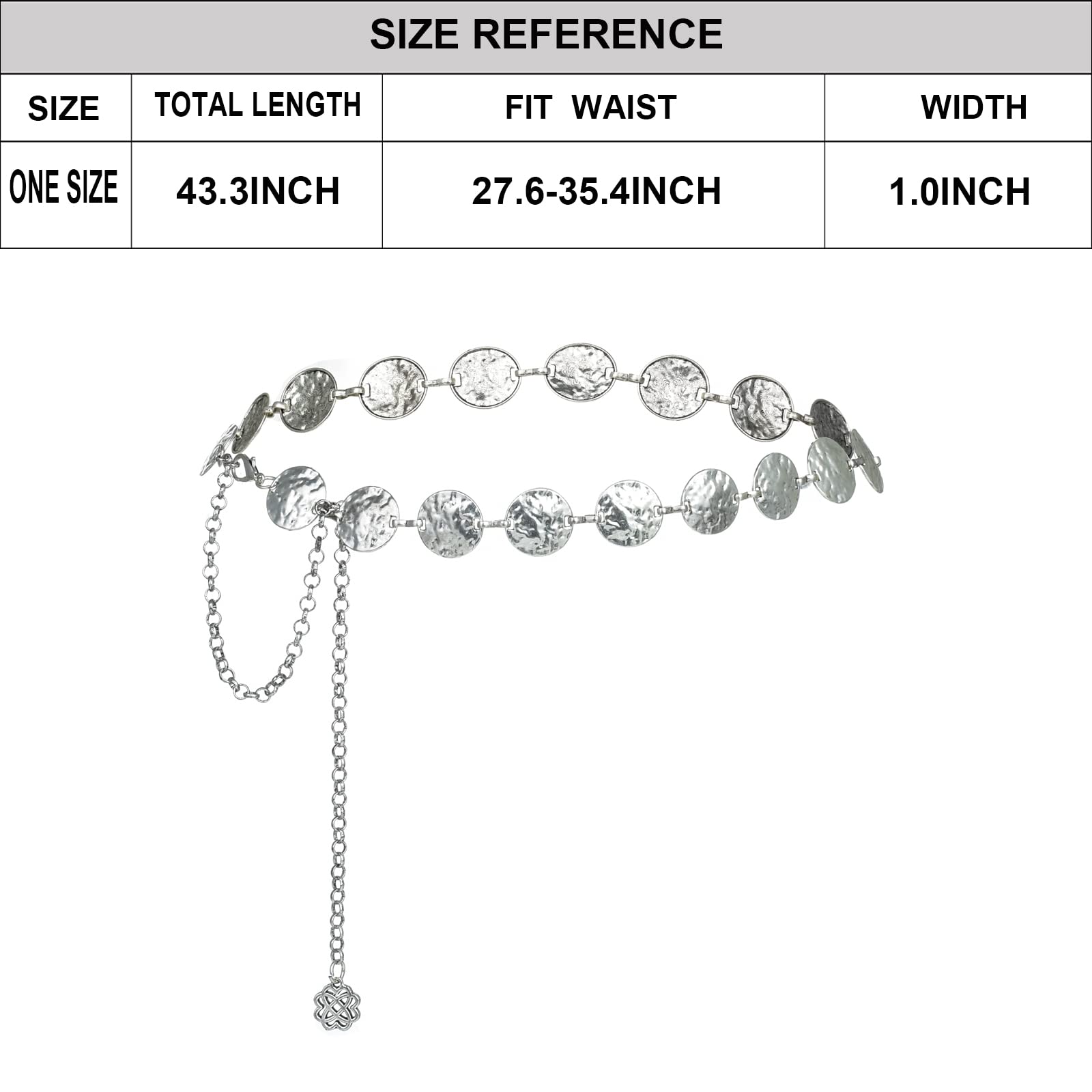 ILuvatar Womens Waist Chain Belts for Dresses Belly Chunky Chains with Metal Buckle Body Chain U30