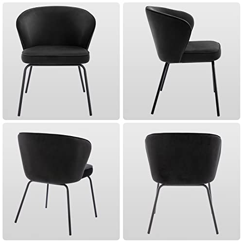 ONEVOG Black Velvet Dining Chair, Upholstered Chair with Upholstered and Wingback, Set of 2 Accent Chairs for Kitchen, Dining Room, Living Room Chairs