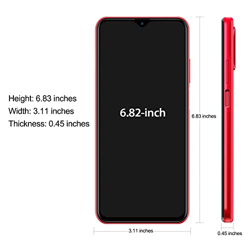 Ulefone Note 12 Unlocked Cell Phone, 4G Unlocked Smartphone, 6.82β Ultra-Large Screen with Slim Structure, 7700mAh Battery, 4+128GB, 3-Card Slot, Face Unlock/Fingerprint Recognition, Red