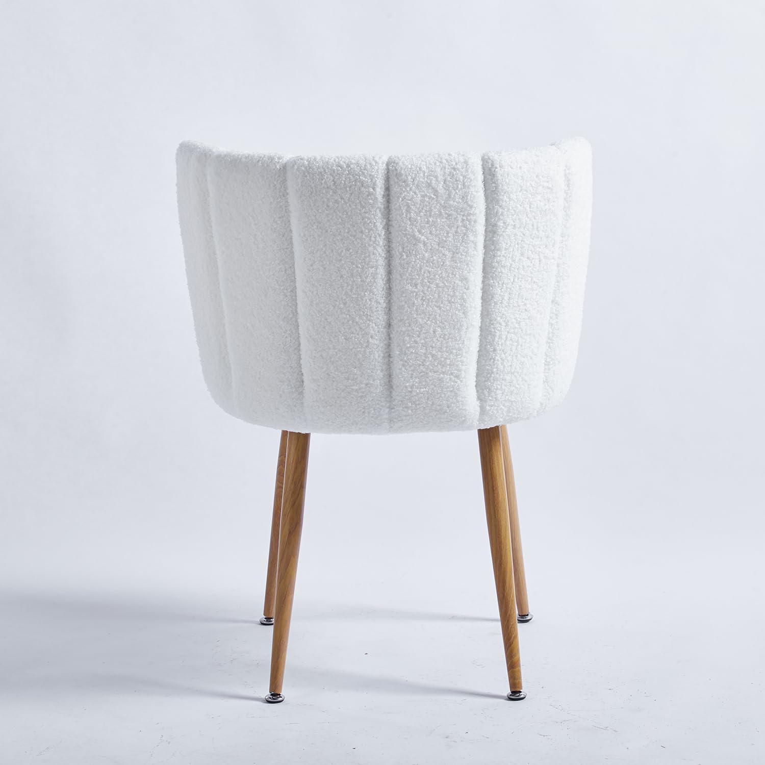 HAIZAO Modern White Boucle Dining Chairs Set of 4, Curved Backrest Upholstered Kitchen Dining Room Chairs, Mid-Century Dining Chair with Metal Legs
