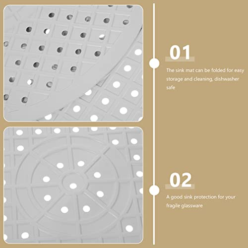 UPKOCH Round Sink Mat 2pcs Rubber Sink Protectors Kitchen Sink Mat Sink Dish Rack Dish Drying Mats Protect Sink from Stains Damage Scratches White Center Drain Sink Mat