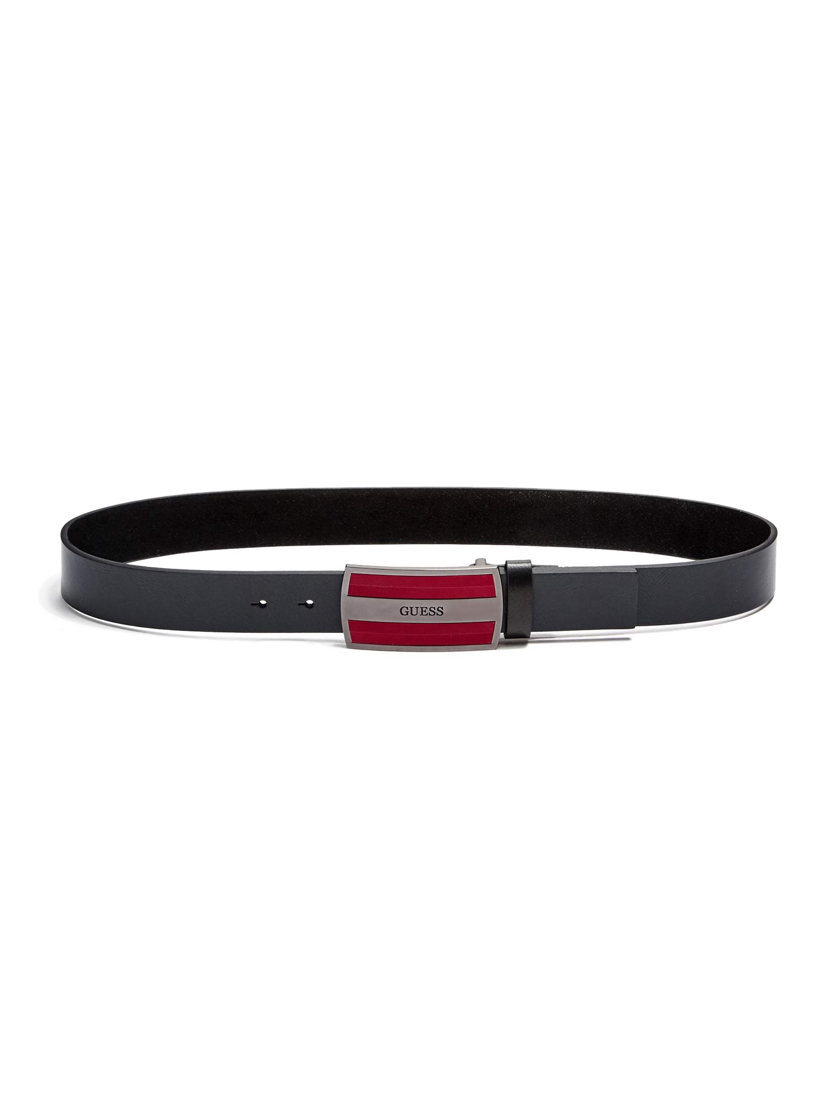 GUESS Factory Men's Chevron-Textured Plaque Belt
