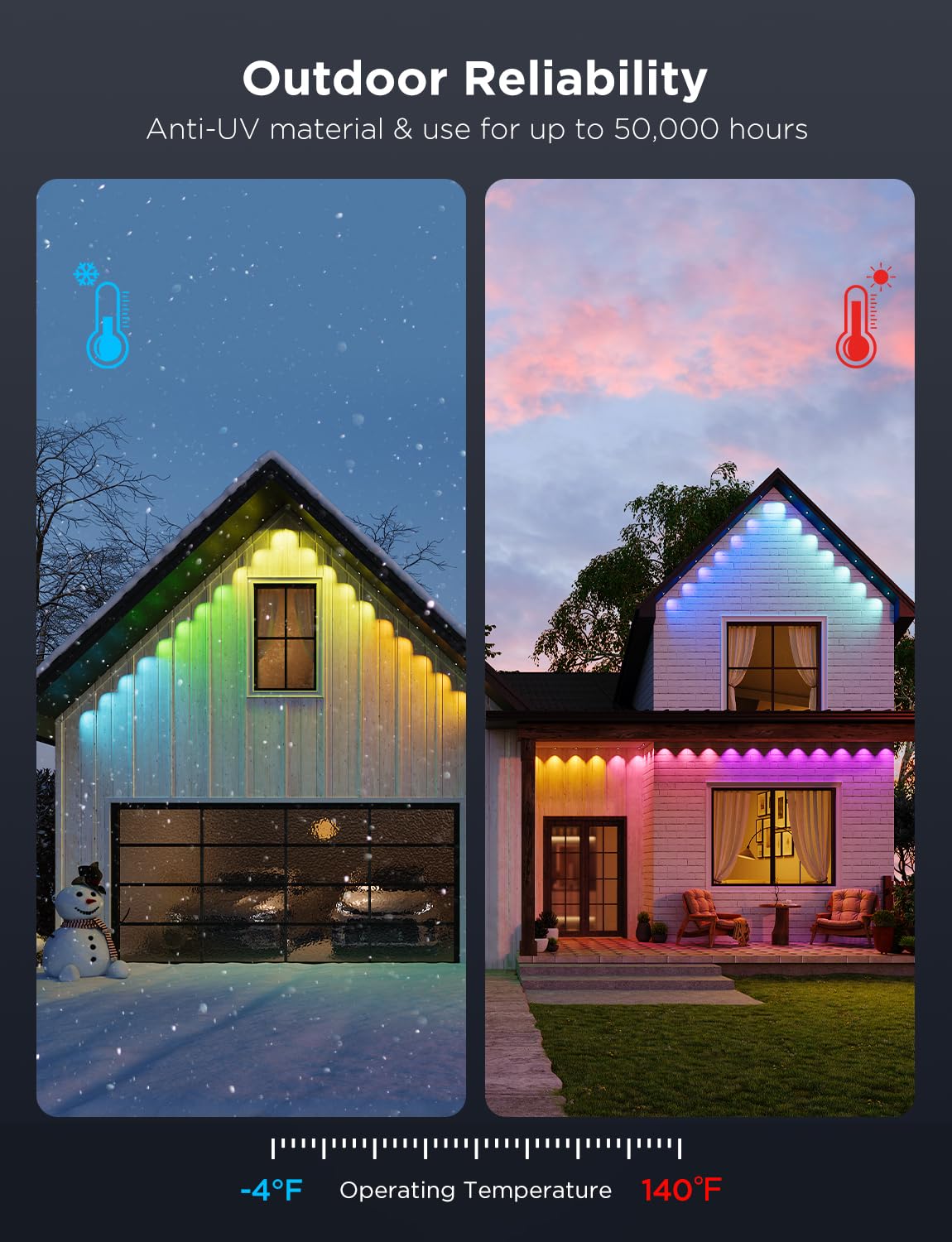 Govee Permanent Outdoor Lights Pro, 100ft with 60 RGBIC LED Lights for Daily and Accent Lighting, 75 Scene Modes, IP67 Waterproof, Works with Alexa, Google Assistant, Matter, White