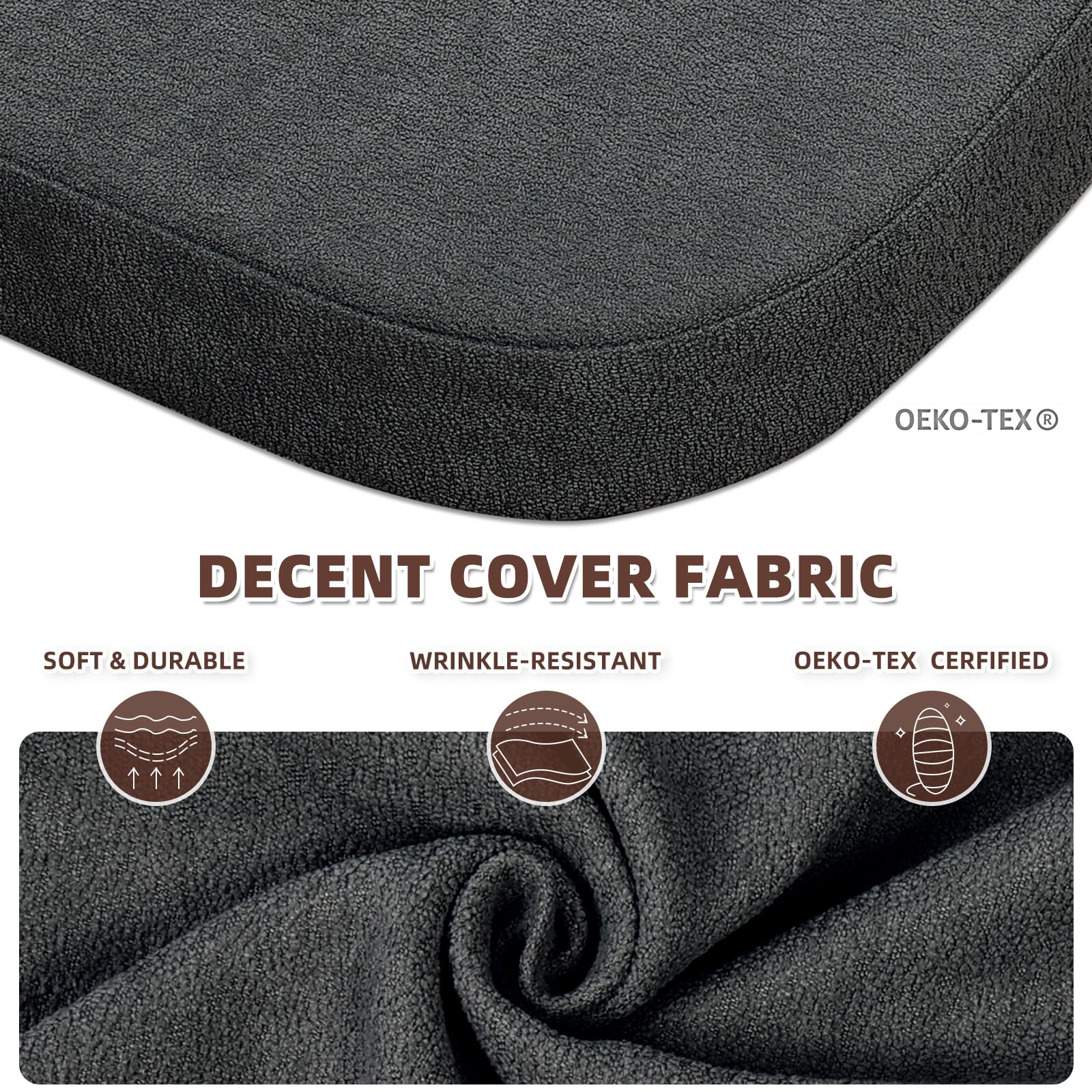 HAVARGO Chair Cushions for Dining Chairs with Supportive Foam [16.5x16.2 Inches] Kitchen Chair Pads Indoor Seat Cushions for Dining Chairs, 2" Thick Dining Room Chair Cushions Set of 4 Dark Grey