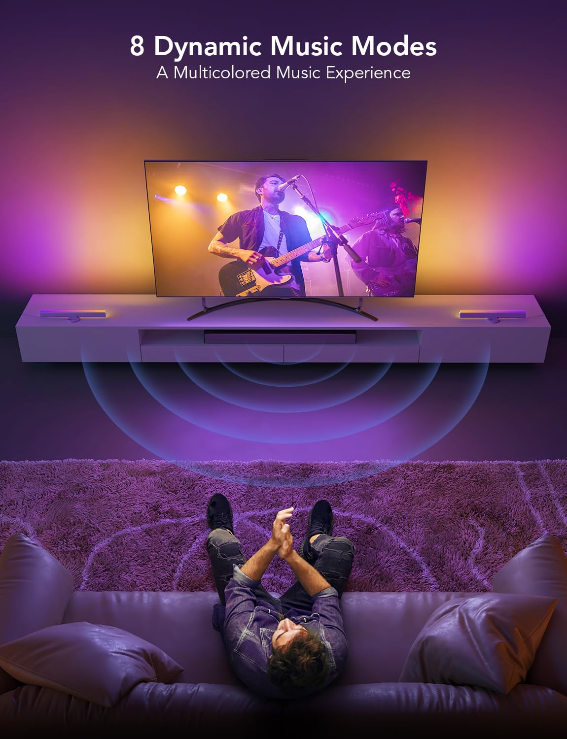 Govee RGBIC Light Bars, 15 Inches WiFi TV Backlight with Double Light Beads, Smart Light Bars with Multiple Placement Options Suitable for 45-70 inch TVs, Work with Alexa and Google Assistant, White