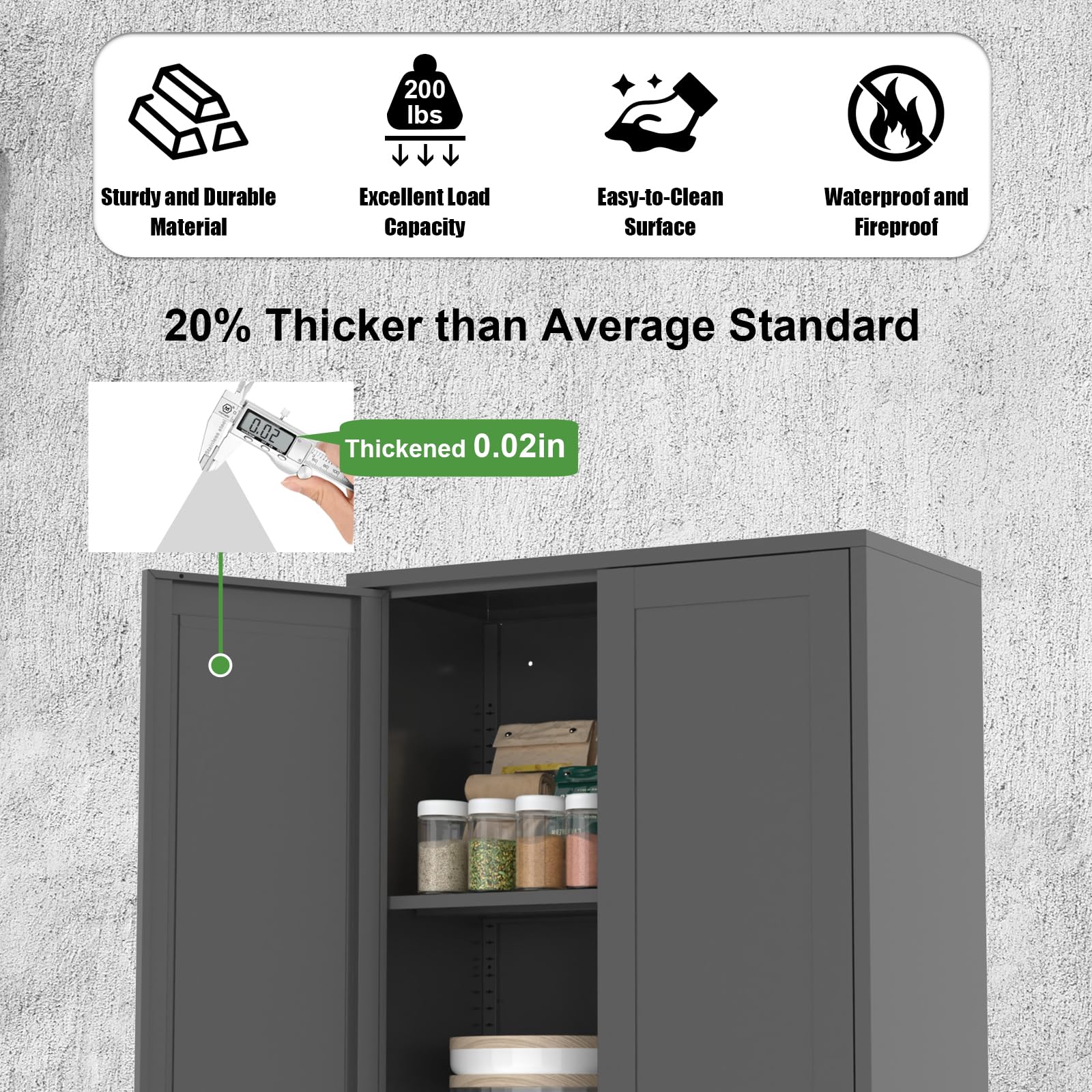 TIMELESS PIECES Kitchen Pantry Cabinet,Pantry Storage Cabinet,60" Tall Kitchen Storage Cabinets with Doors and Adjustable Shelves,Black Metal Food Pantry Cabinet for Kitchen, Dining Room