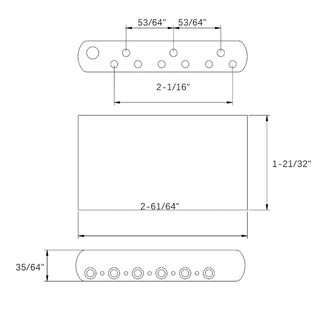 KAISH Solid Brass Standard Tremolo Block Modern 2-1/16" Guitar Bridge Block Fits American Standard Strat