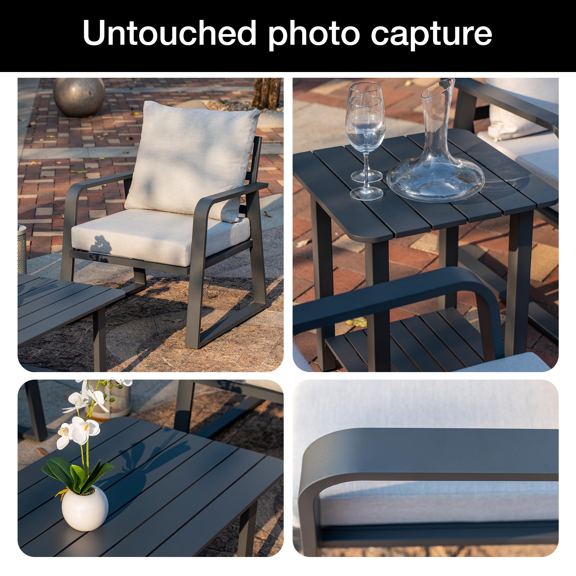SUGOLD Aluminum Outdoor Patio Furniture Set 8 Pieces with Swivel Rocking Chairs