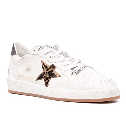 Golden Goose Ball Star Nappa Upper Golden Leopard Horsy Canvas Heel Mens Sneaker-42