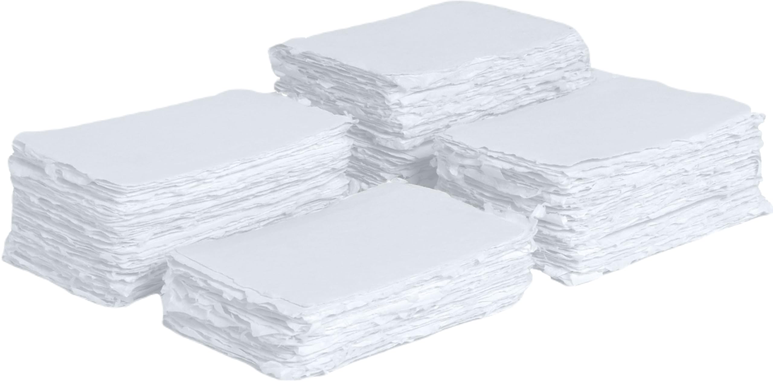 Handmade Deckle Edge Blank Paper - Mixed Media Loose Leaf Paper for Placecard/Escort Cards, Place Cards, Vow Cards, Business Card - White Color - Package of 50 - Thick 150 GSM - 2 x 3"