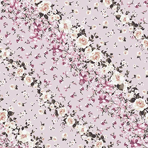 Texco Inc Rayon Spandex Small Flowers/ 4-Way Stretch Jersey Knit Floral Print/Maternity, Apparel, DIY Fabric, Dusty Blush Rose 1 Yard