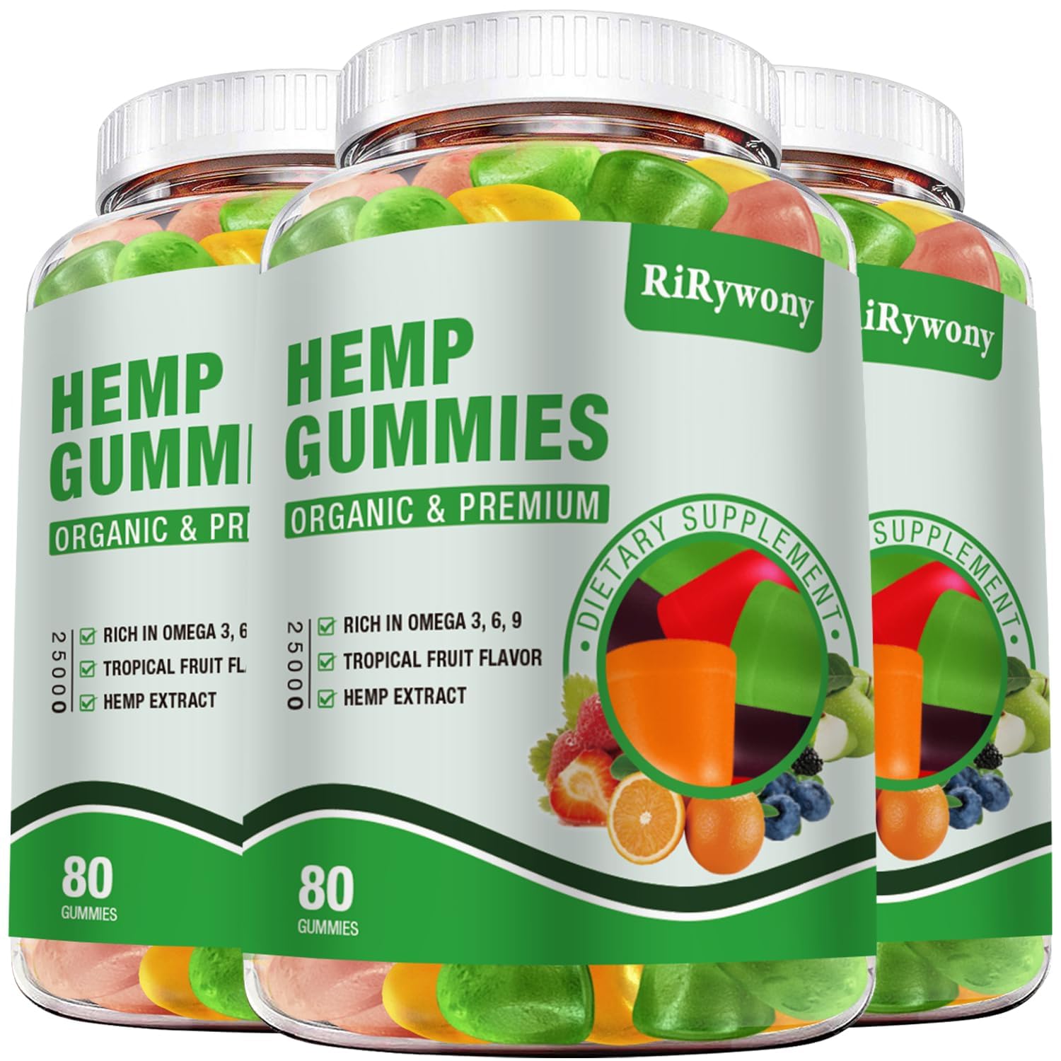 Hemp Gummies (3 Packs), High Potency Edible Gummies Extra Strength Mood Focus Calm Organic Hemp Oil Extract Vegan Bear Gummy - 240 Counts Candy Made in USA