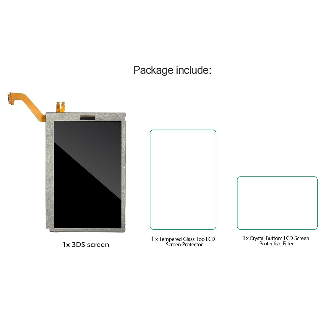 Gorliskl Replacement Top Upper LCD Screen Display for Nintendo 3DS (Top/Upper),With screen protector.
