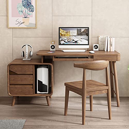 GYQYYGZ PC Desk Stable Wooden Desktop PC Desk with Lockers, Drawers and Keyboard Tray Modern Home Working Study Table Scalable Study Room Workstation Writing Desk