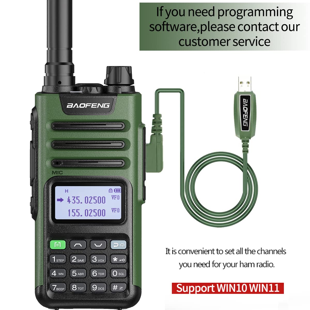 Ham Radio Baofeng TP-8R Two Way Radio Handheld Long Range Type -C Charging Dual Band Rechargeable Walkie Talkie with Tactical Antenna,Speaker Mic and Programming Cable Complete Kit
